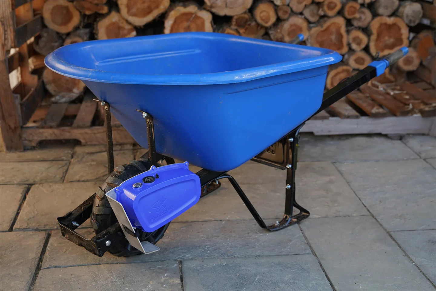 Electric wheel kit transforms wheelbarrows into motorized monsters