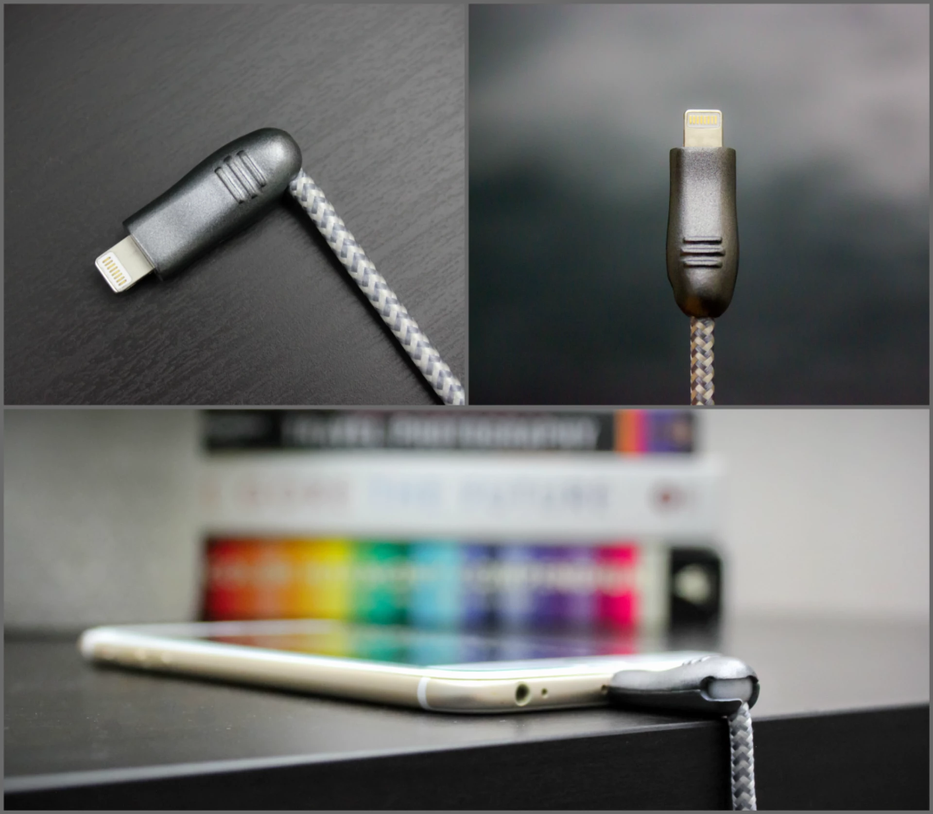 Rotating charger cable stays flexible to avoid the fray