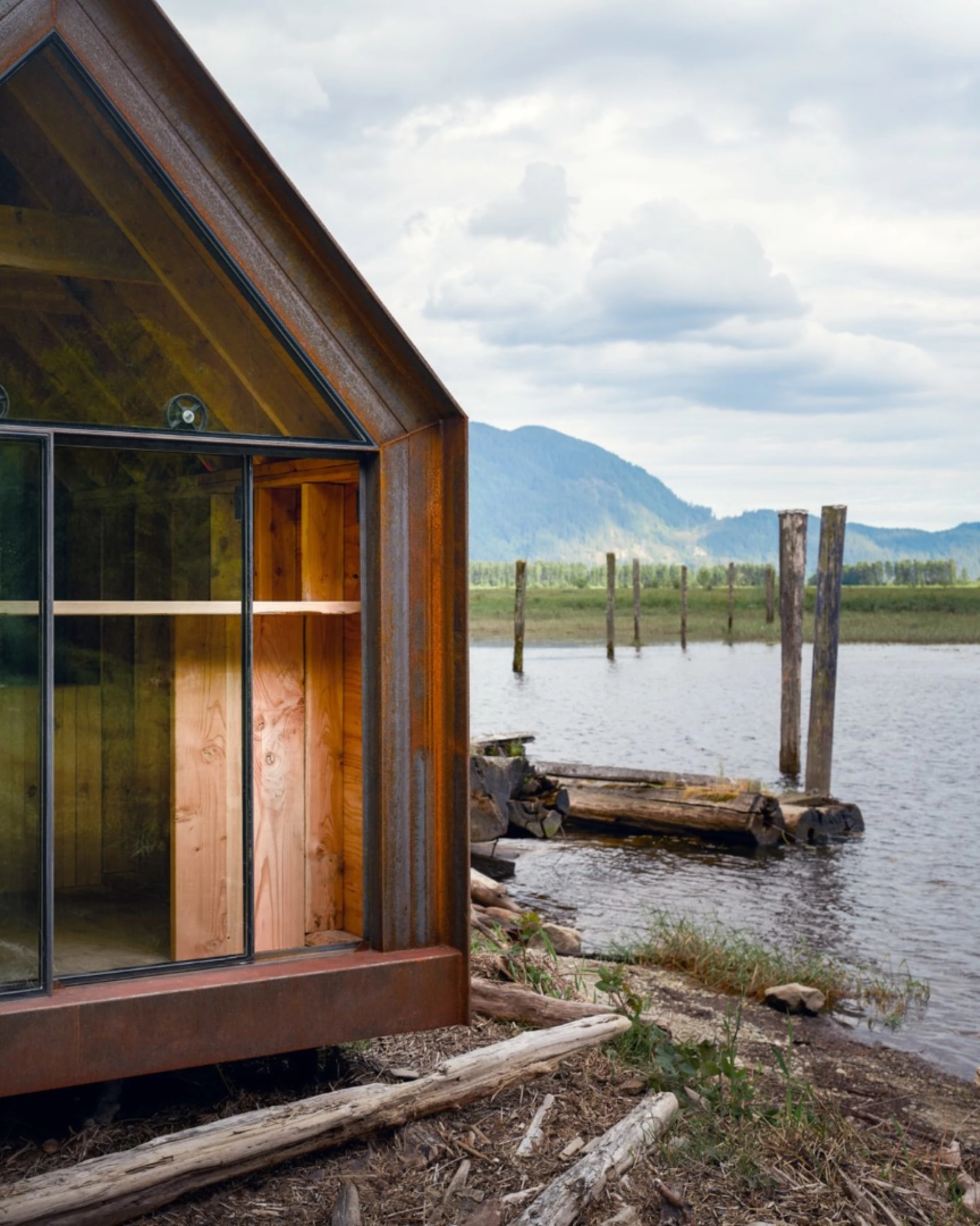 Rusted cabin serves as attractive workspace and shelter