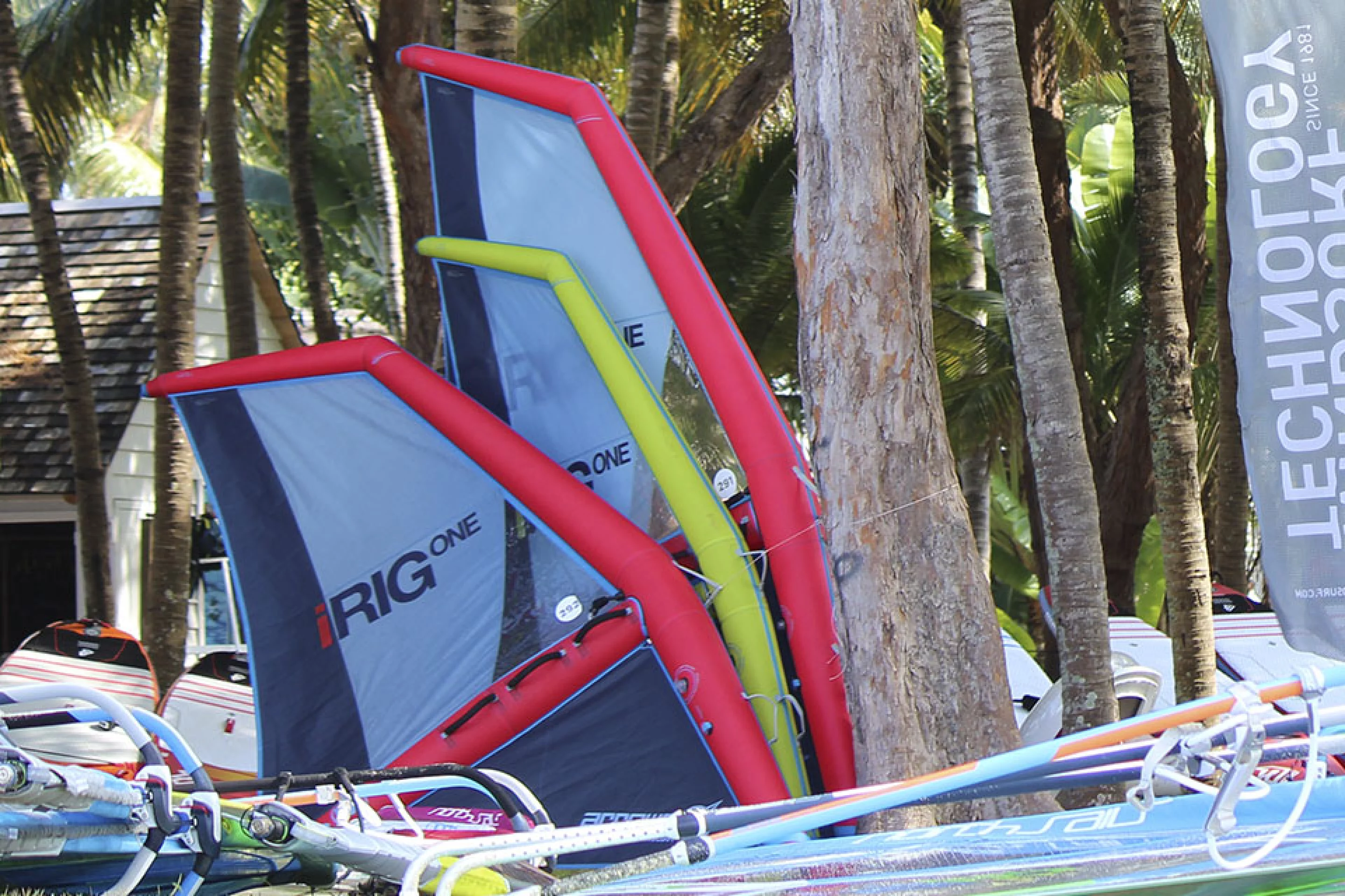 Inflatable windsurfing rig sails on air ... and fits in a backpack