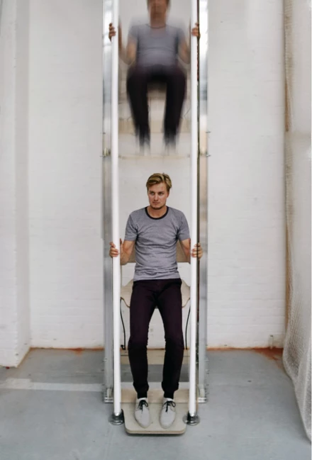 Prototype system replaces stairs and elevators with human power