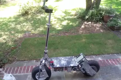 Kick scooter converted into awesome all-terrain electric scooter