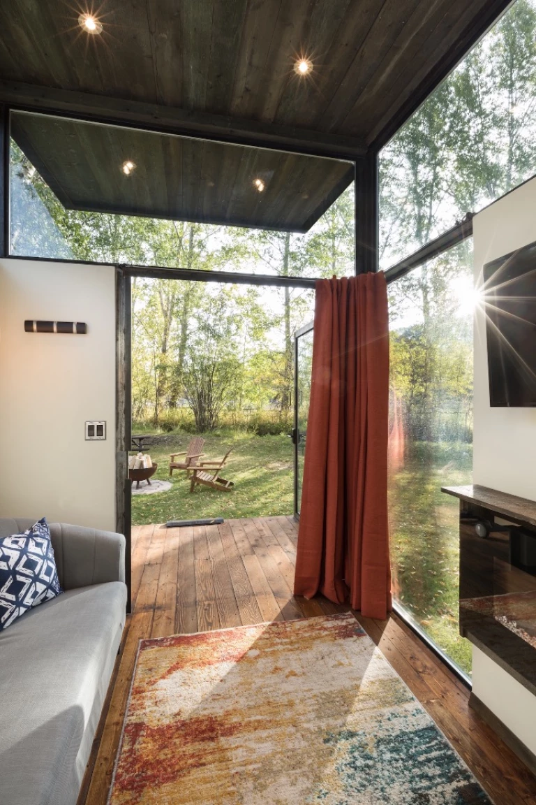 Wedge-shaped tiny house offers a compact home for two
