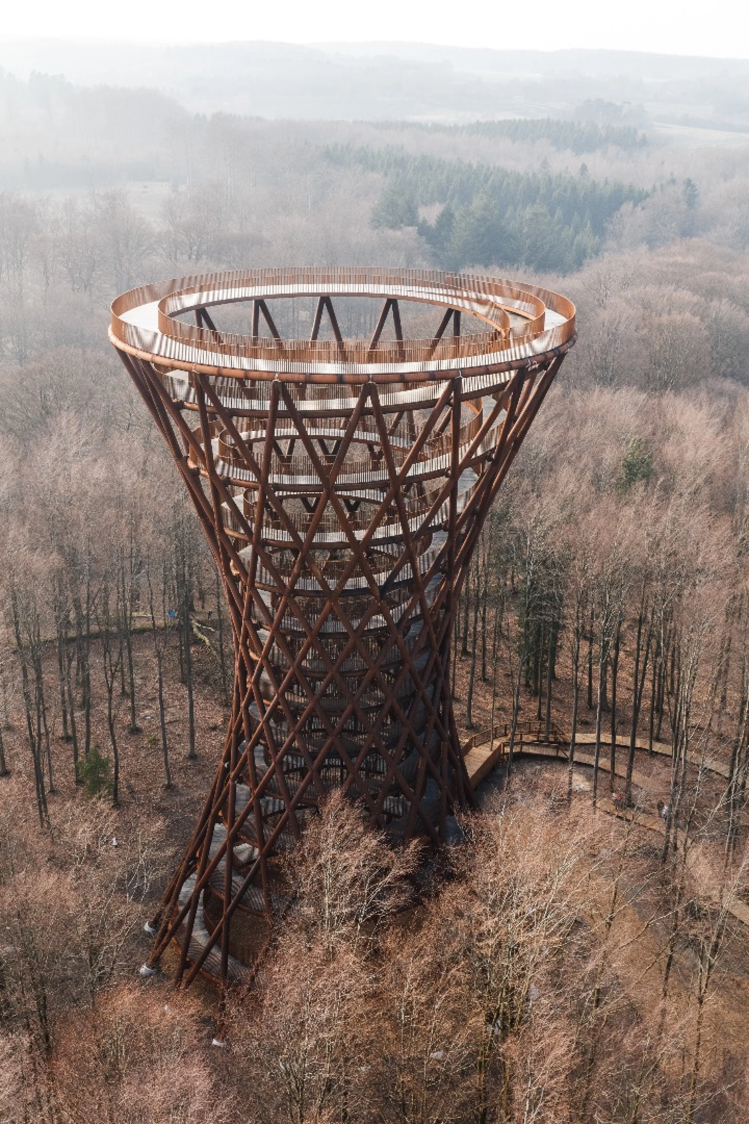 Stunning observation tower runs rings around Danish forest