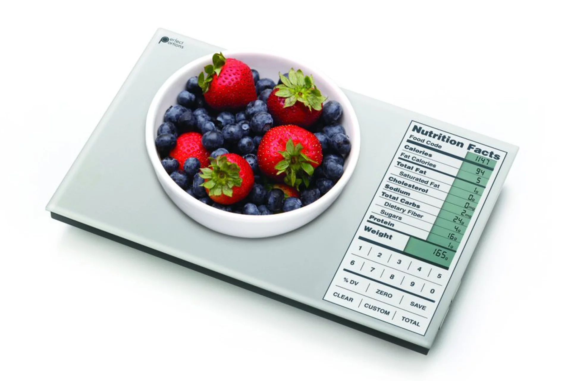 Perfect Portions food scale features built-in nutrition guide