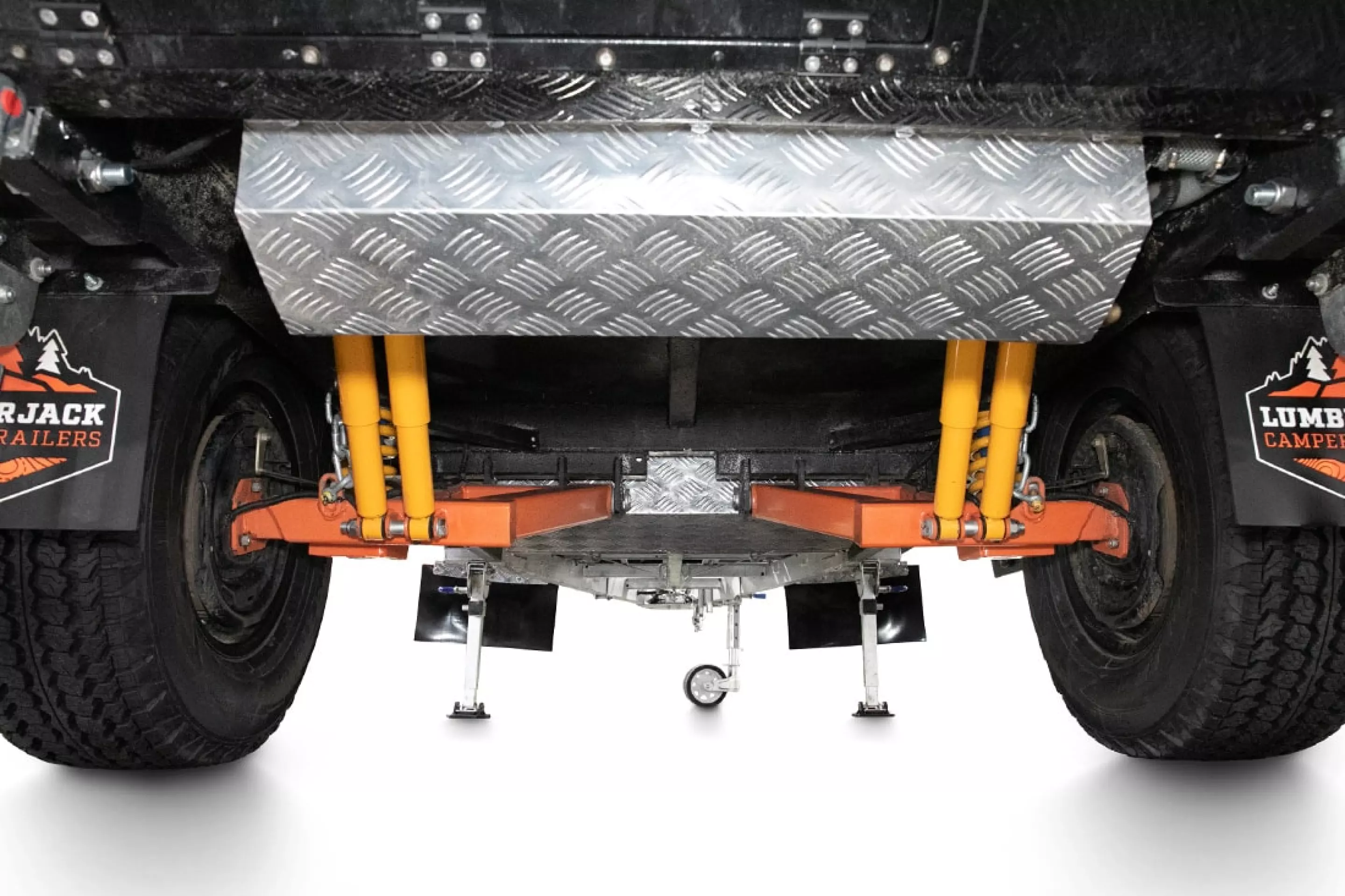 Lumberjack's hard-edged teardrop trailer folds into a tiny cabin