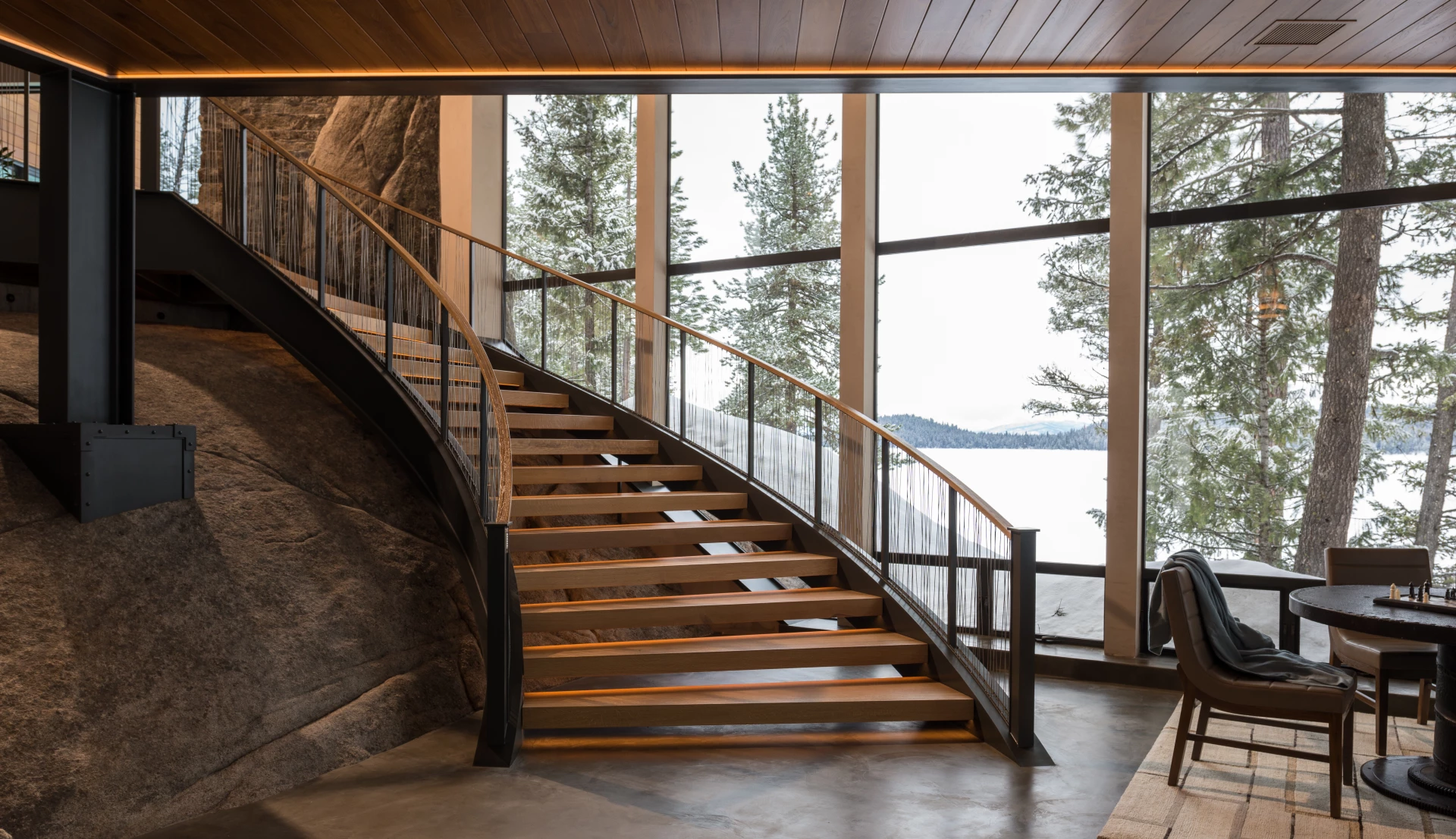 Magnificent lakeside Cliff House is cavernous inside and out