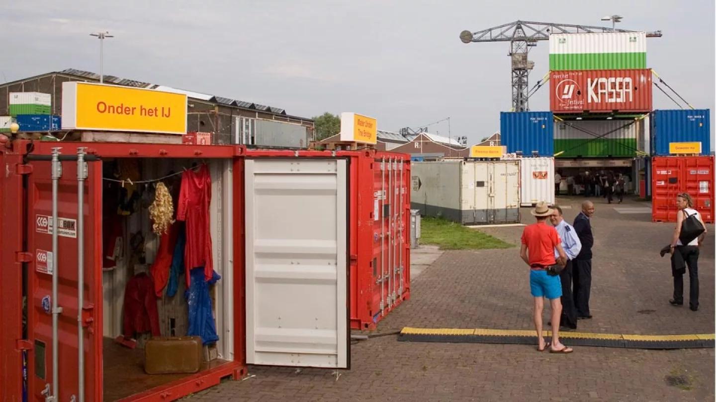 O+A's temporary shipping container "city"