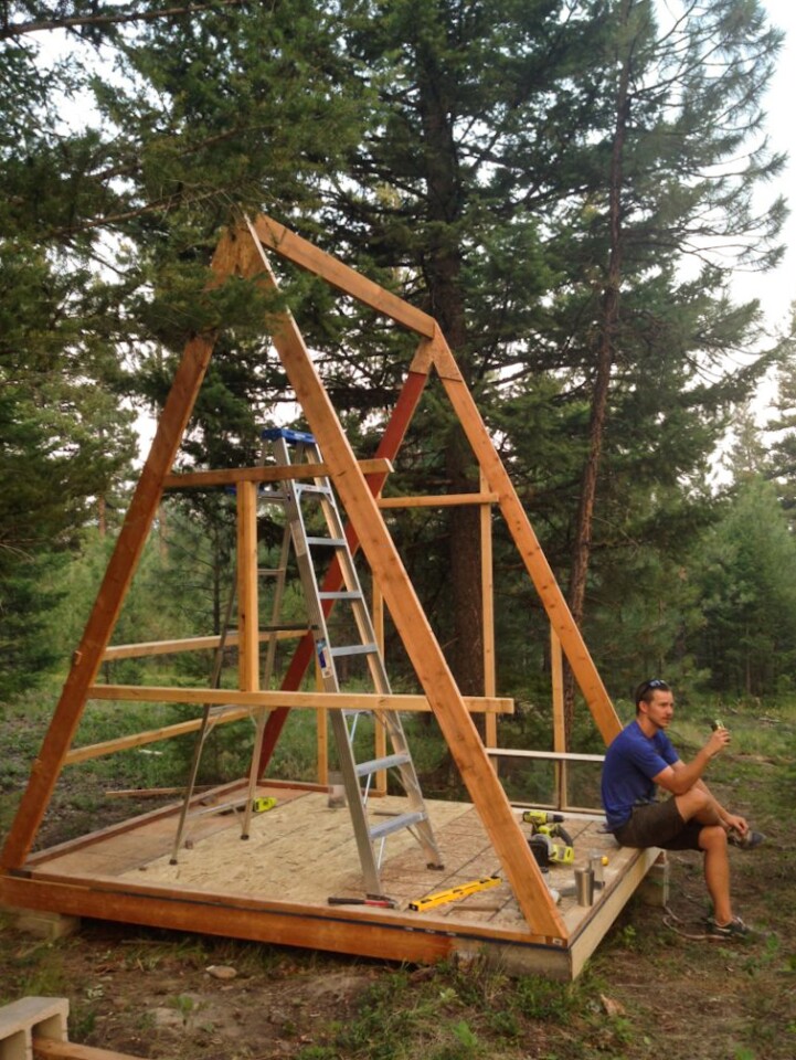 Couple builds tiny A-frame cabin for just $700
