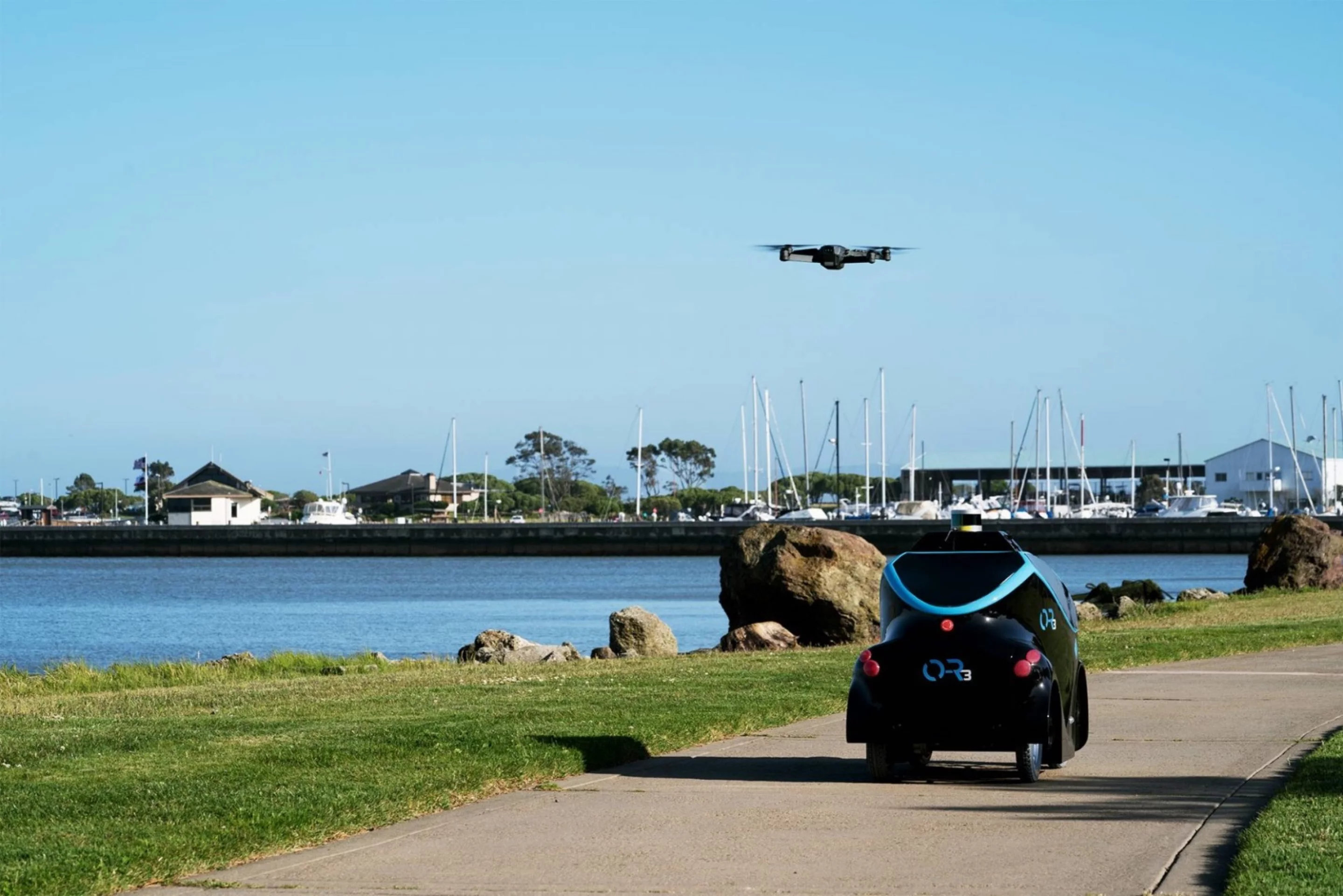 World's first autonomous security vehicle with companion drone