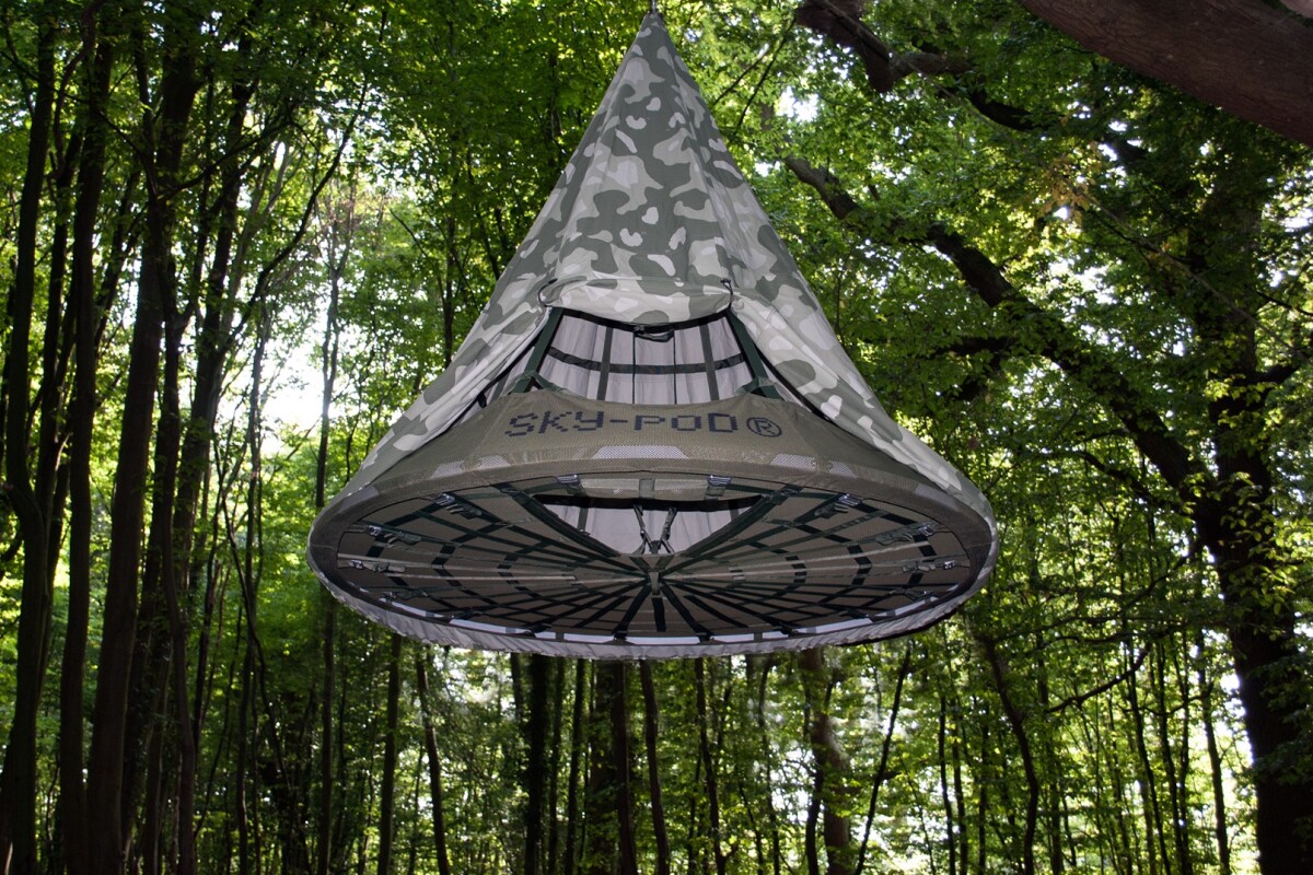 Part spider web, part cocoon, Sky-Pod tent dangles cozily over the ...