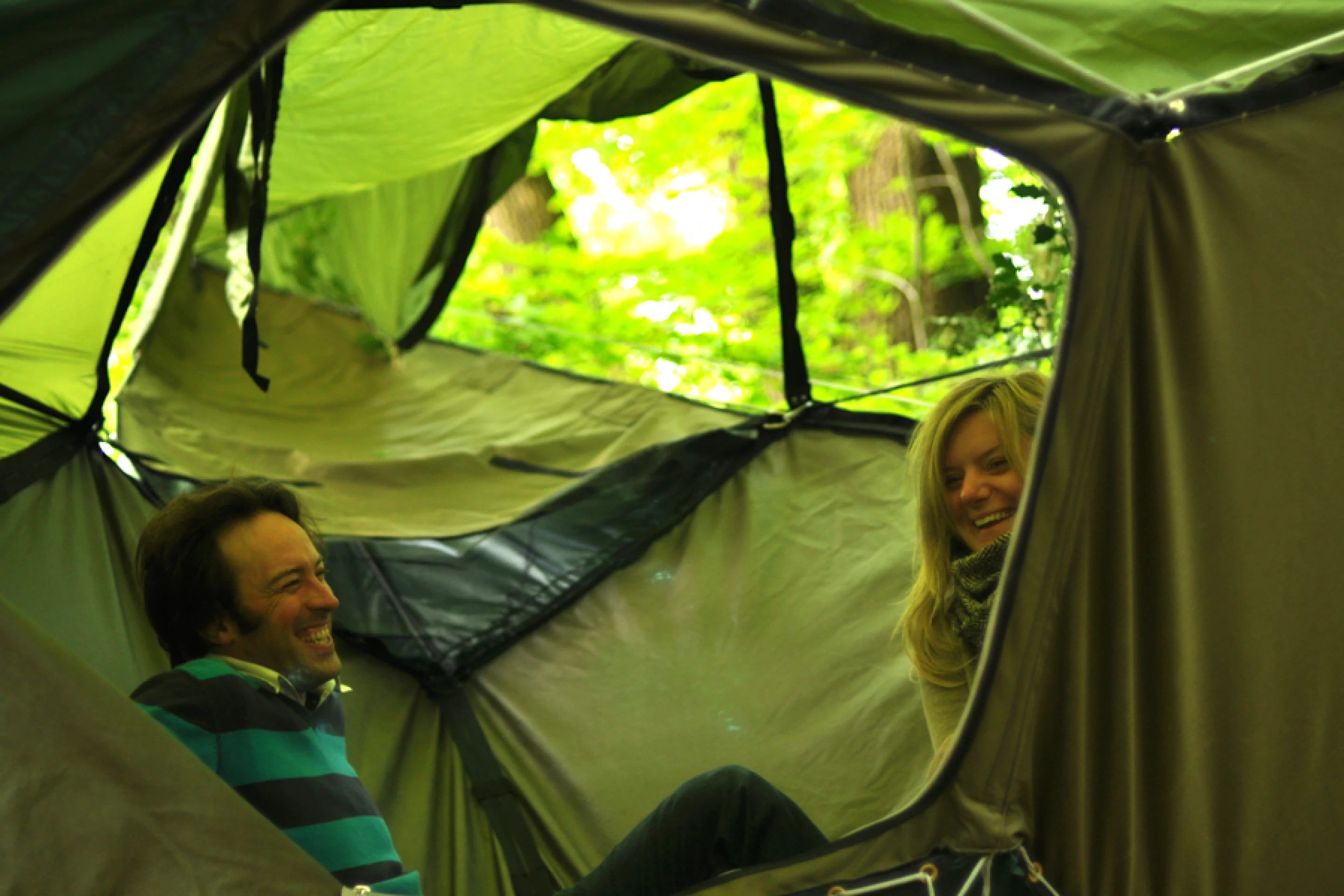 Tree-hanging tent provides above-ground shelter