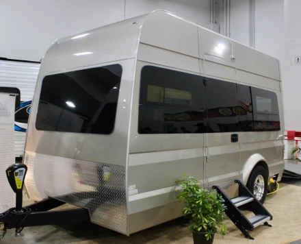 App-controlled, minicar-hauling camping trailer echoes the look of the ...