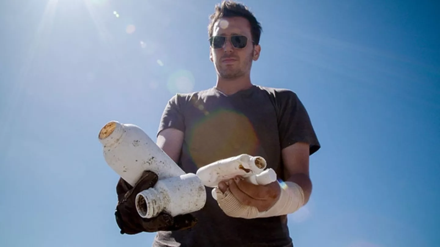 Whale made from plastic waste leaps out of canal