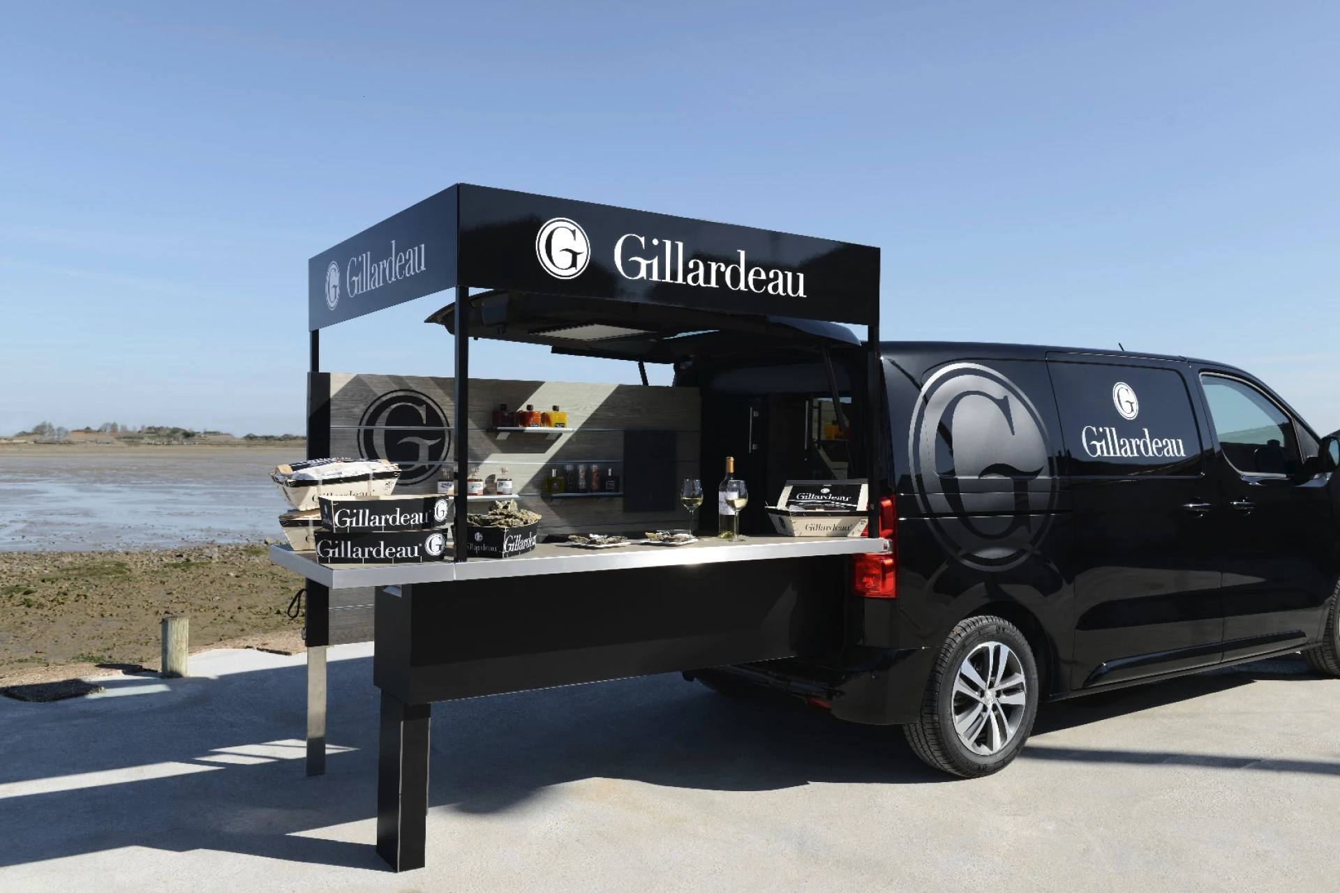 Peugeot van serves as the shell of a rolling oyster bar
