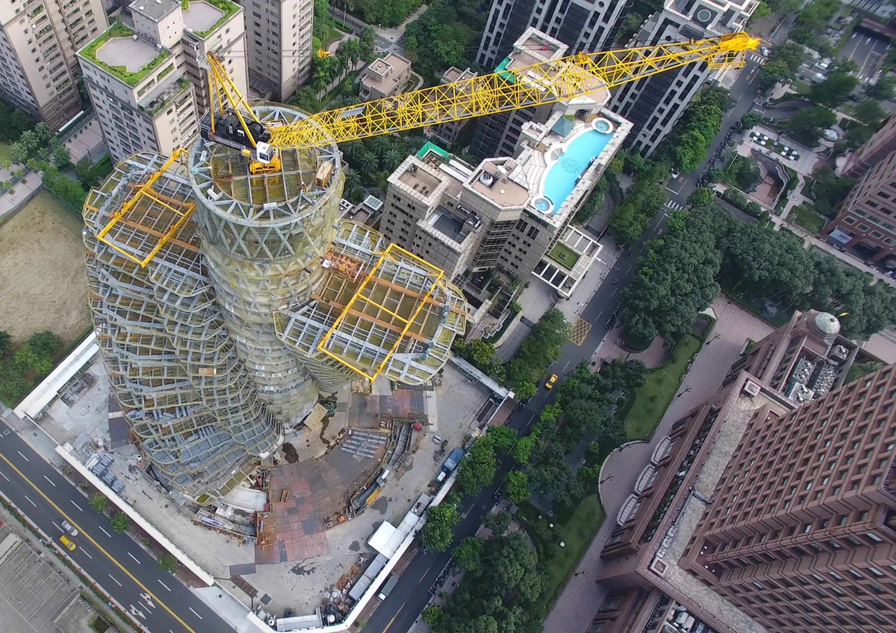 Vincent Callebaut's twisting tree-covered tower takes shape in Taipei