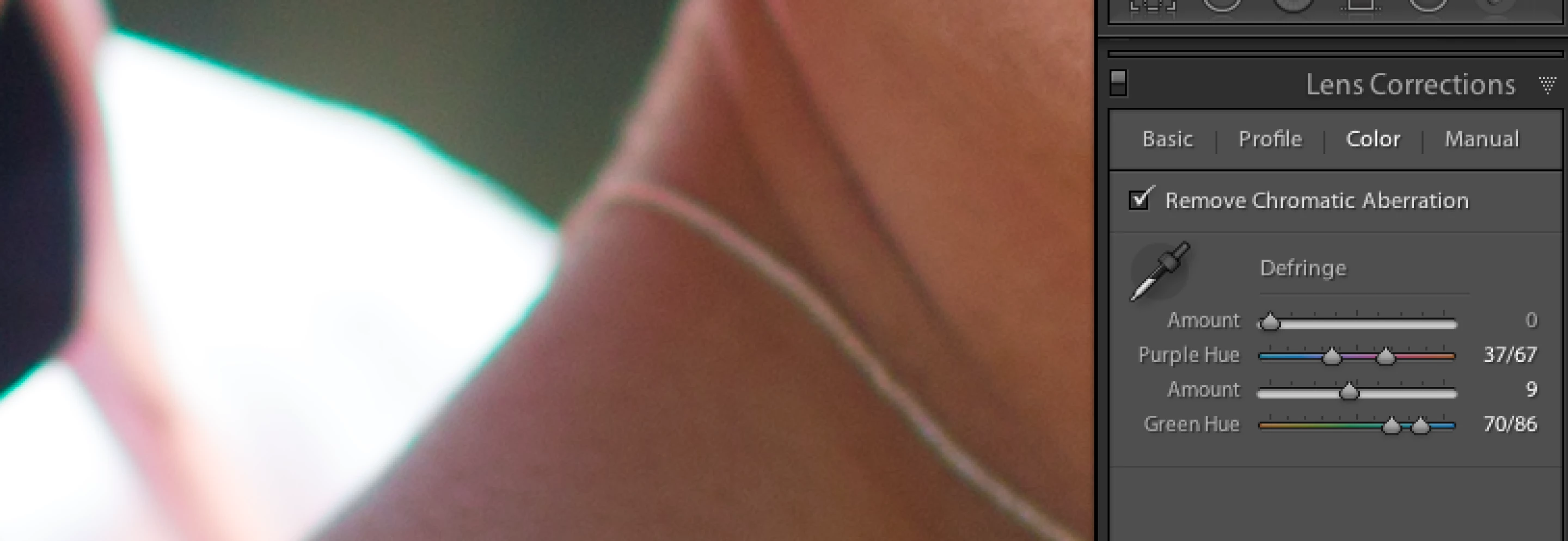 How to remove chromatic aberration (color fringing) in Adobe Lightroom