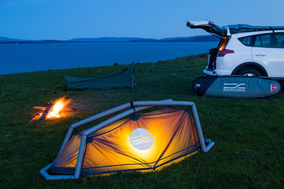 Boardswag rolls out a surfboard bag that doubles as an inflatable tent