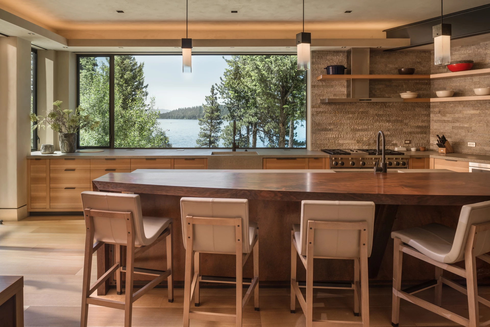 Magnificent lakeside Cliff House is cavernous inside and out