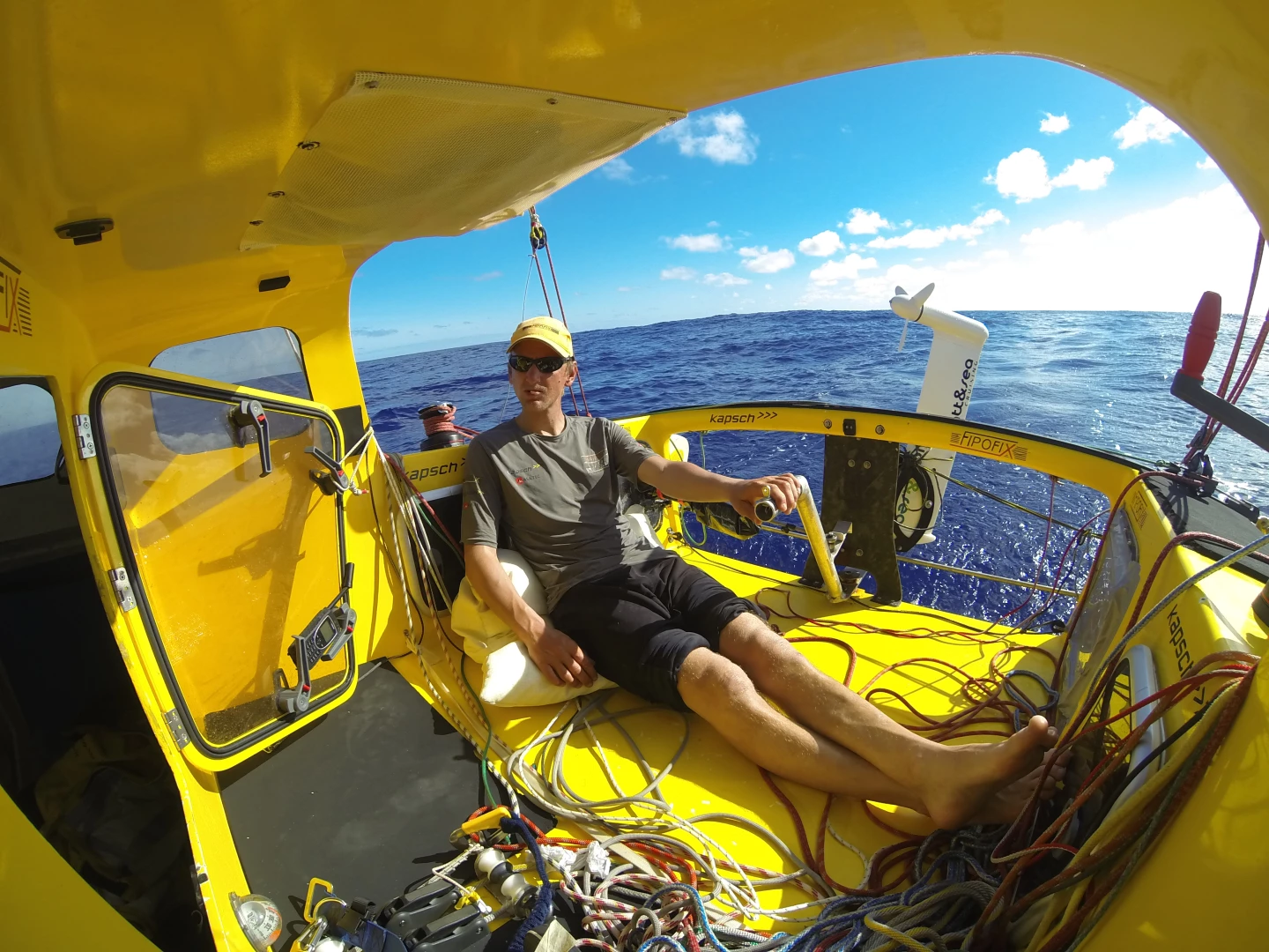 Solar-assisted, volcanic-composite sailing yacht navigating world's ...