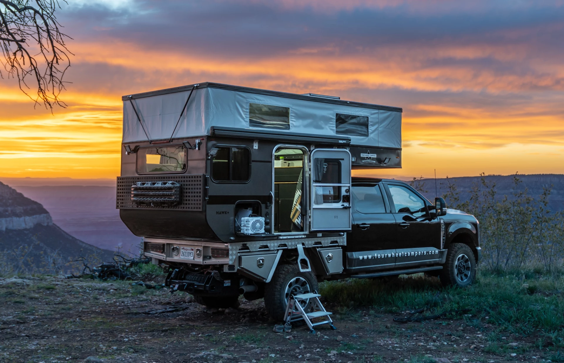 Four Wheel Campers Hawk+ self-contained off-grid pickup truck camper