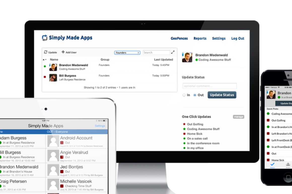 Simple In/Out system keeps tabs on office workers