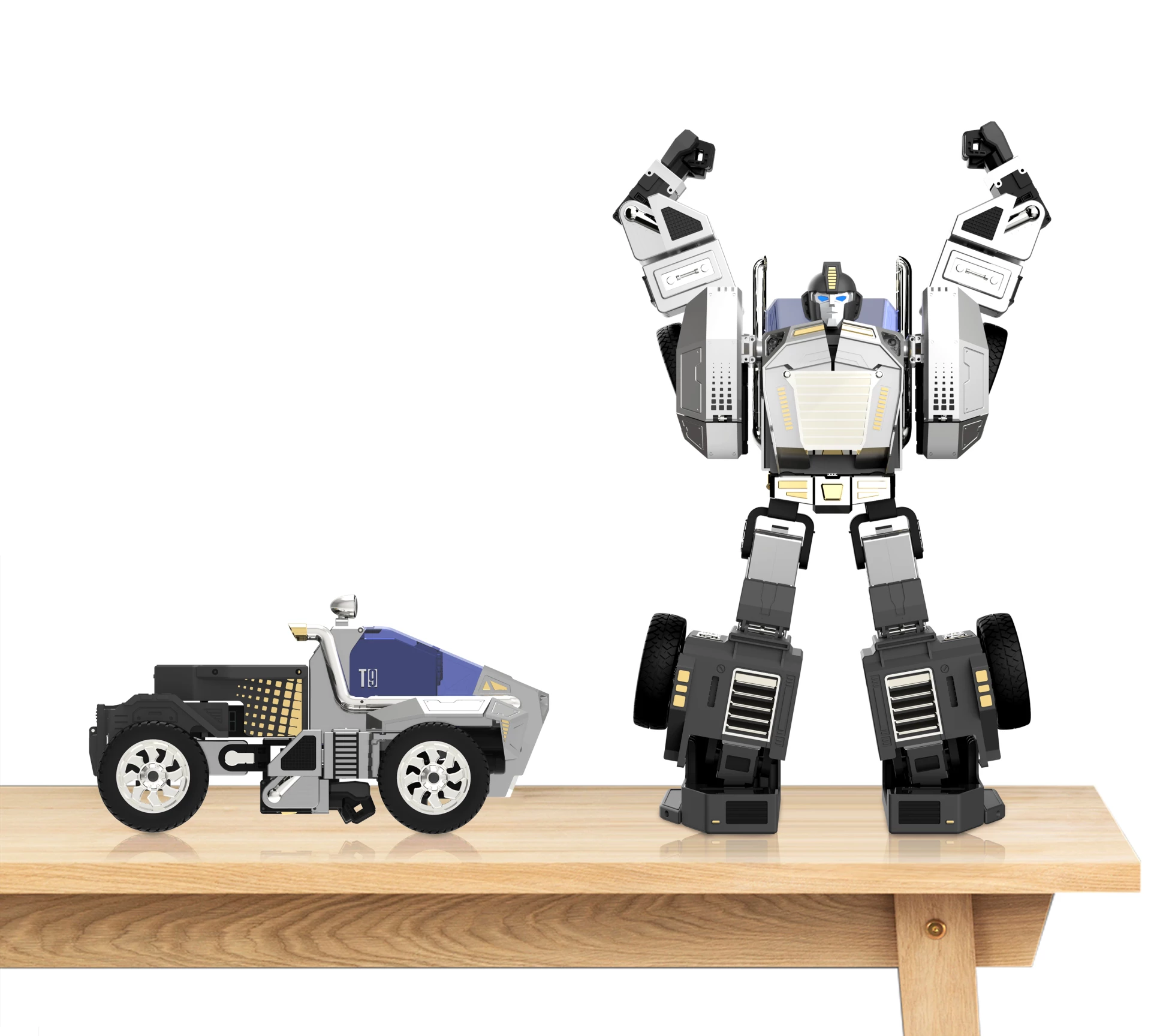Voice-controlled robot can morph into a car that races around the room