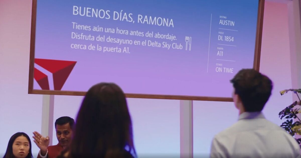 Same screen, different message: Delta trials Parallel Reality display