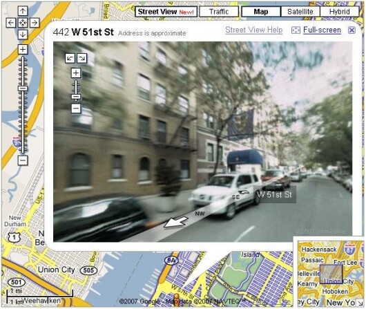 Google street view: 360 degree views from any point on the map.