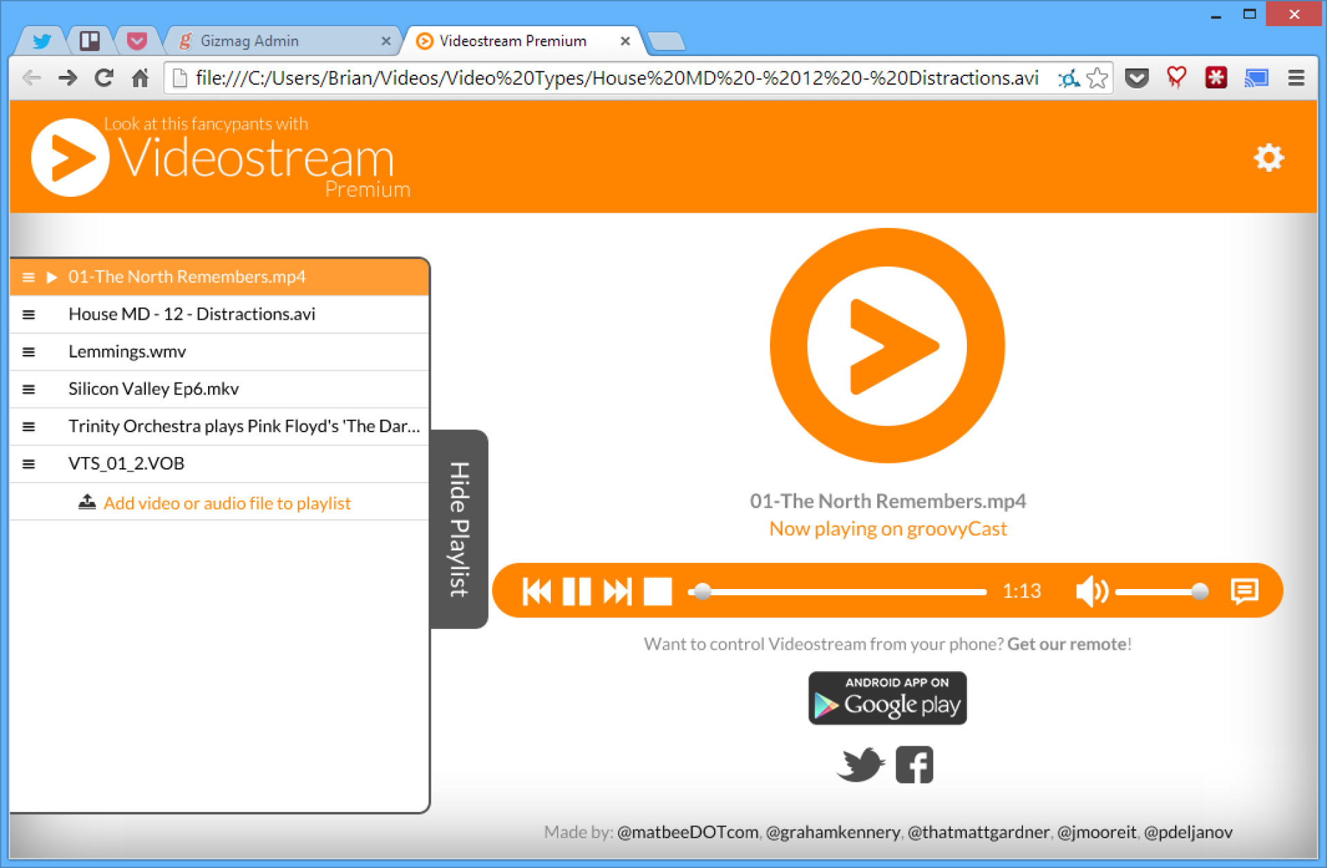 Videostream for Google Chromecast sends all your videos to the big screen