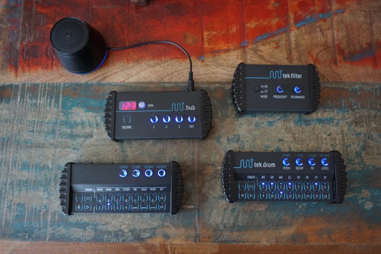 Mini studio modules designed for hands-on electronic music creation