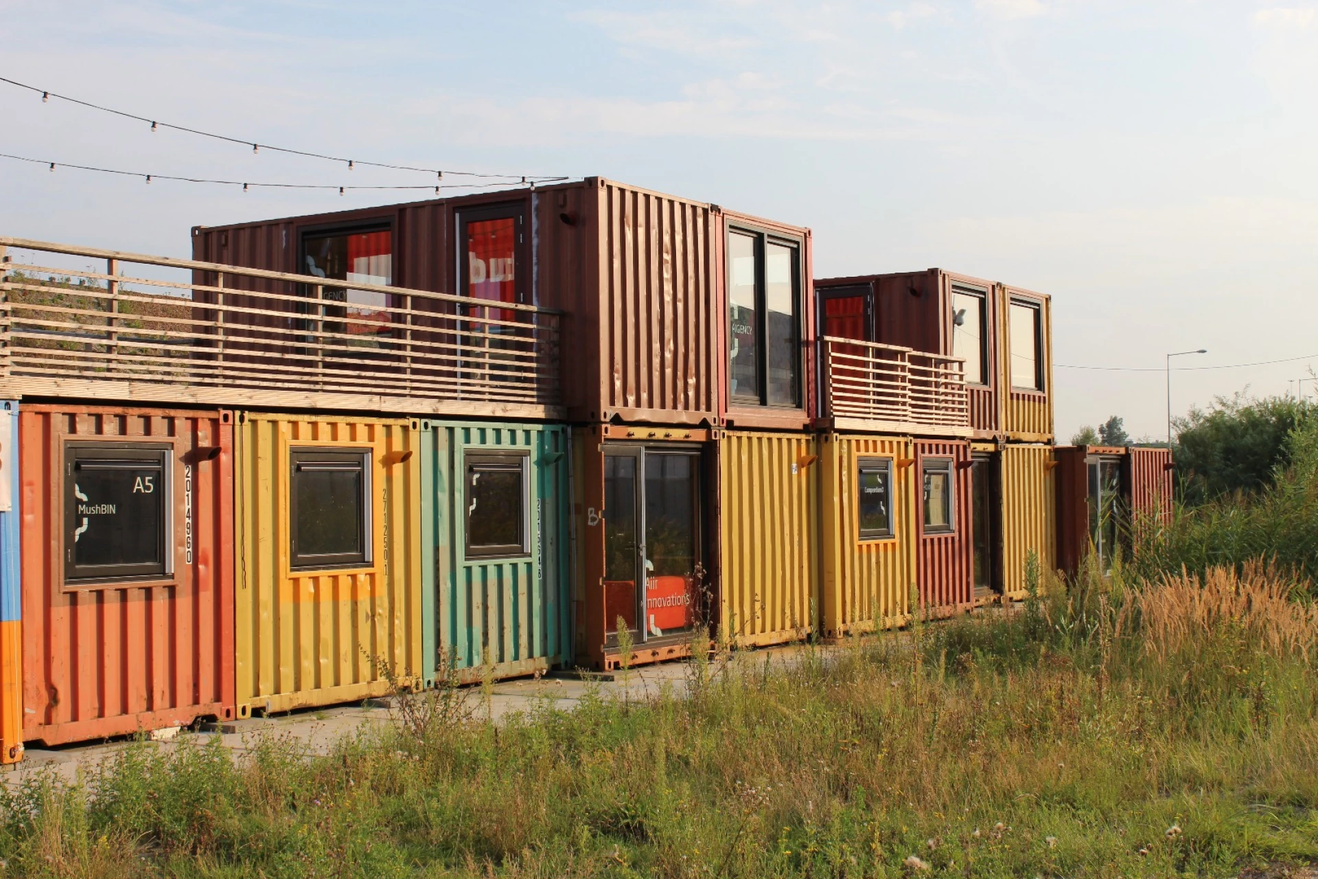 Cluster of shipping containers form modular startup incubator for Amsterdam