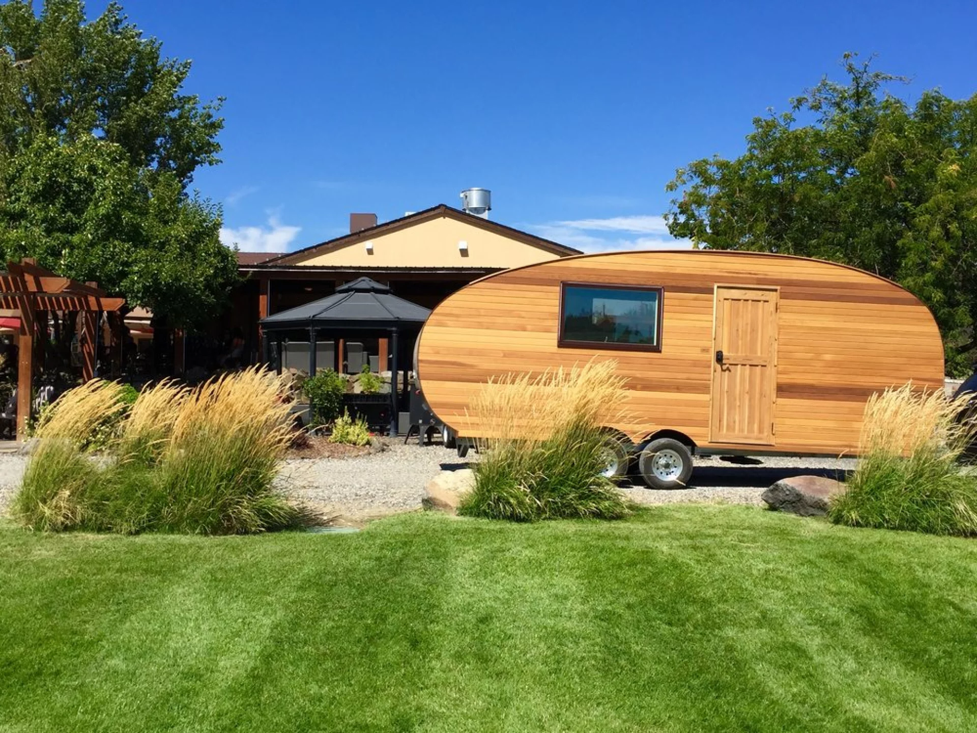 Off-grid wooden camping trailer sleeps up to 6 people