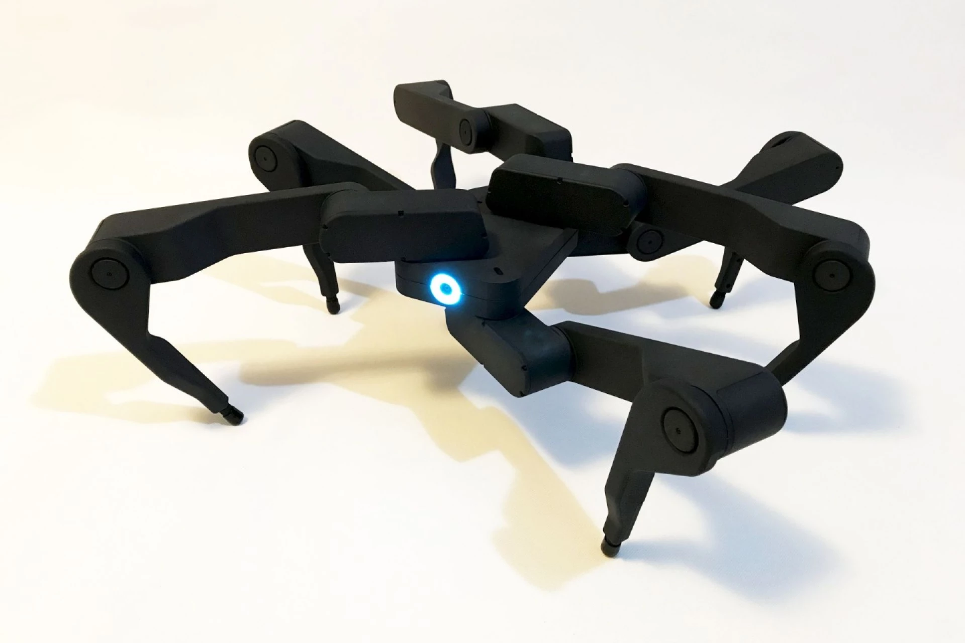 Hexapod robot folds for transit, walks out for missions, dances for fun