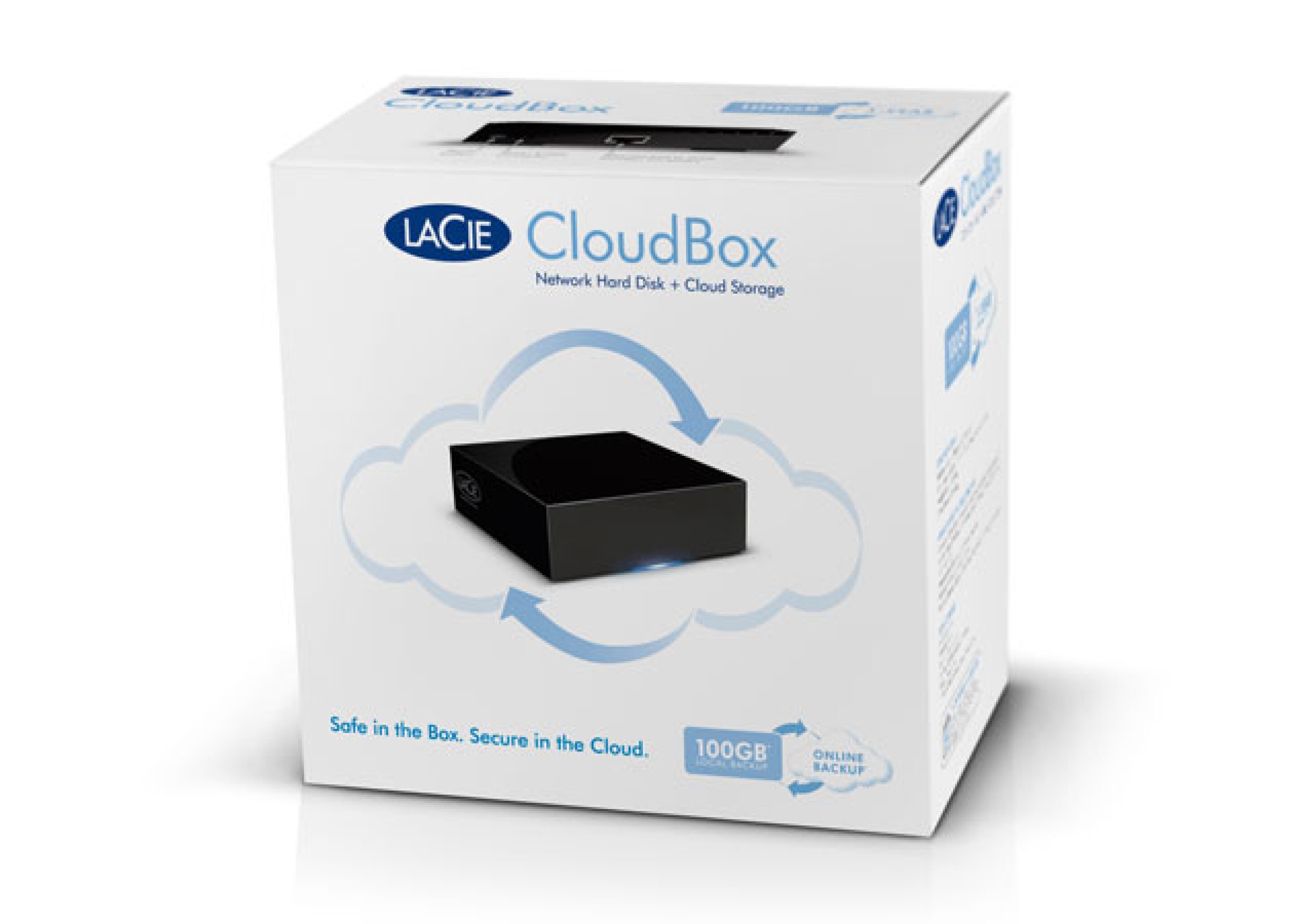 LaCie CloudBox hard drive automatically performs backups to the cloud