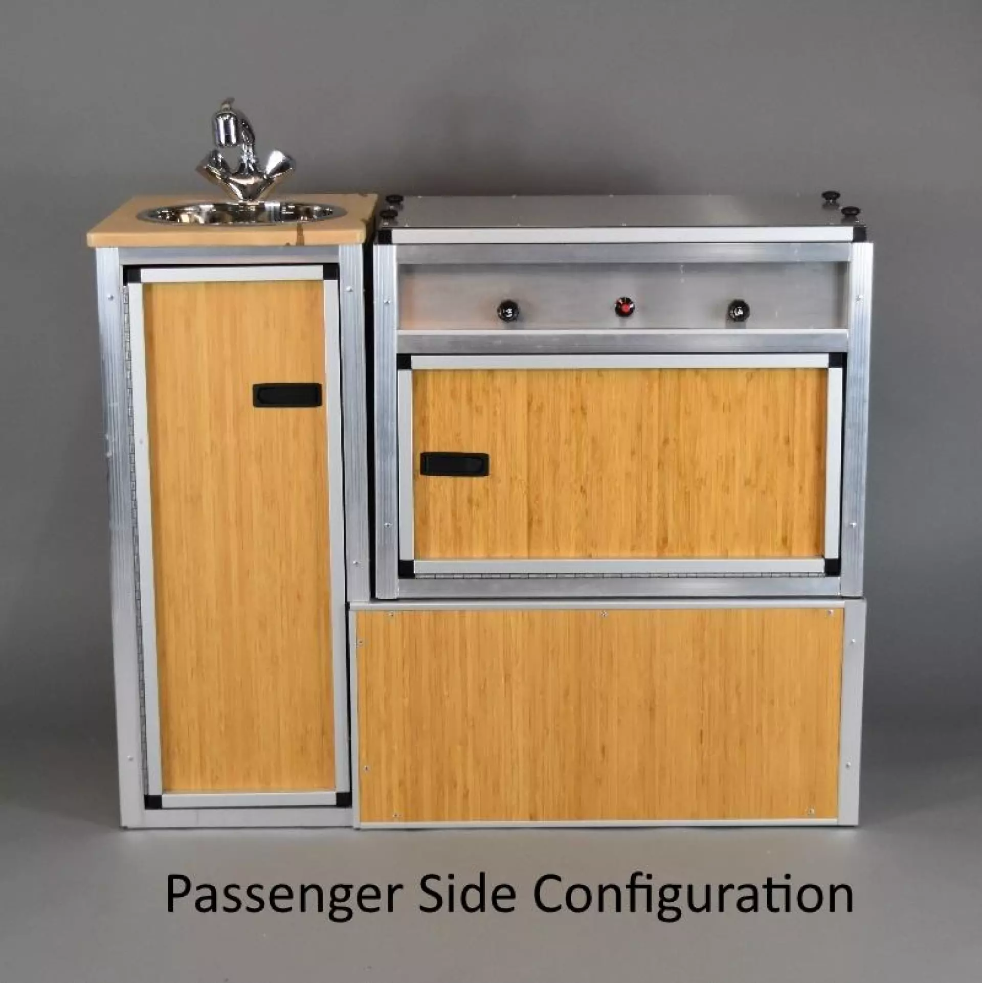 Plug-n-play indoor/outdoor TK kitchen instantly turns van into camper van
