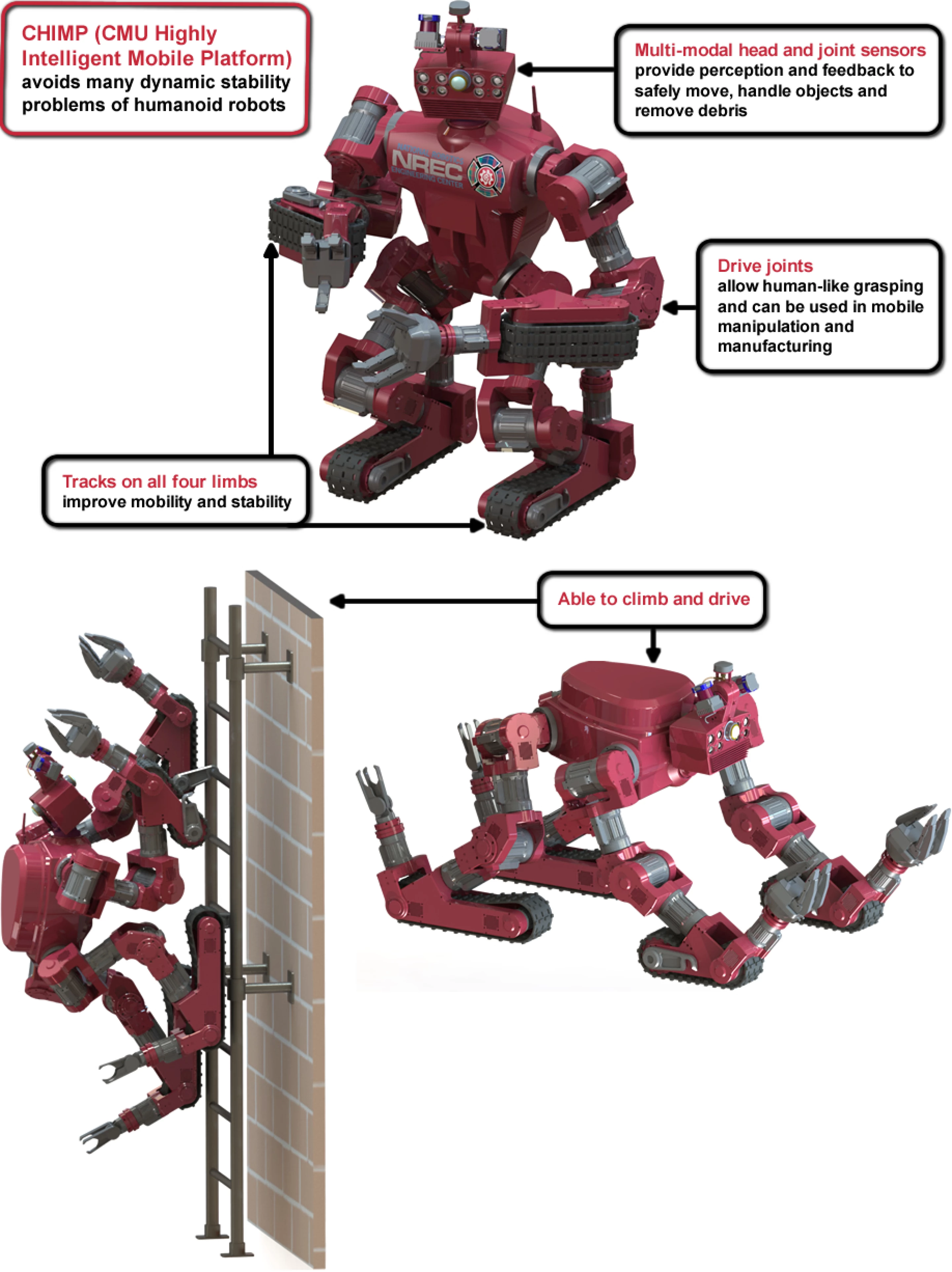Humanoid CHIMP robot can go buggy rollin' on treads instead of walking