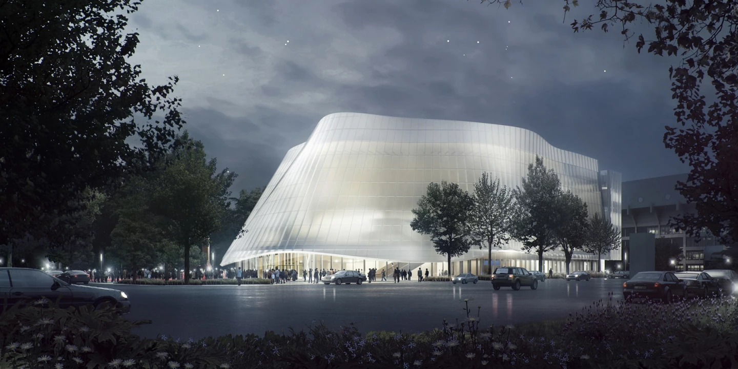Glowing concert hall is a symphony of visual and audio design