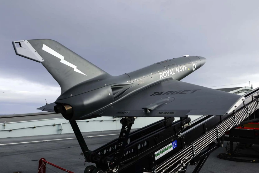 HMS Prince of Wales launches Banshee drones in fighter attack drill