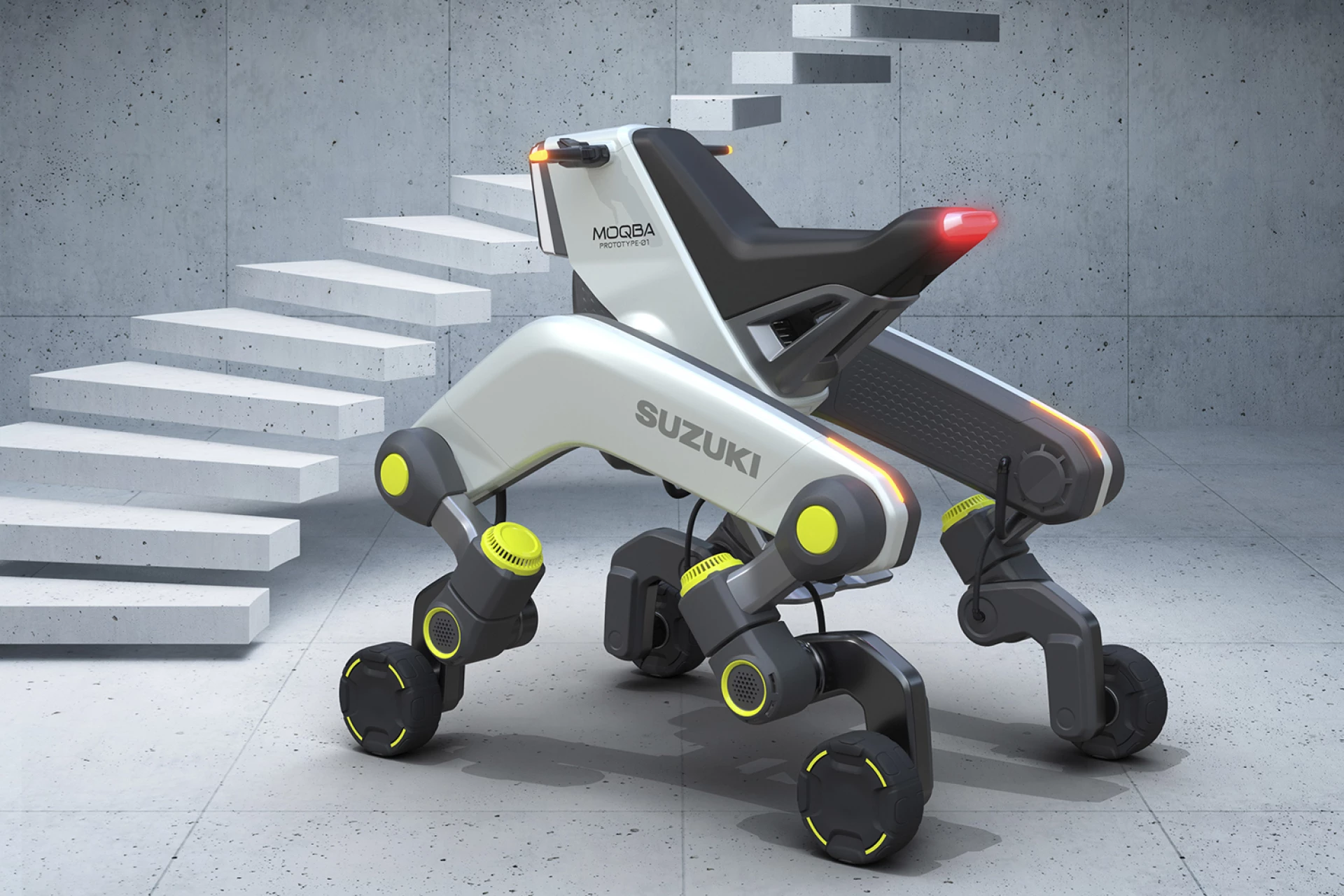 Suzuki unveils bizarre 4-legged, stair-climbing motorcycle