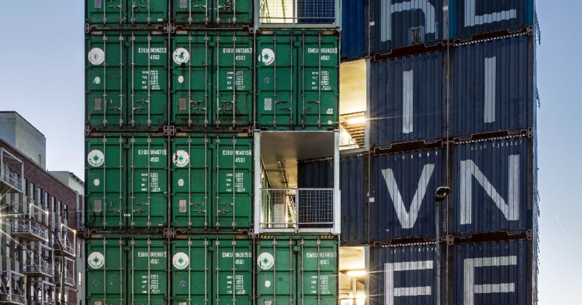 Residential building made from 140 shipping containers