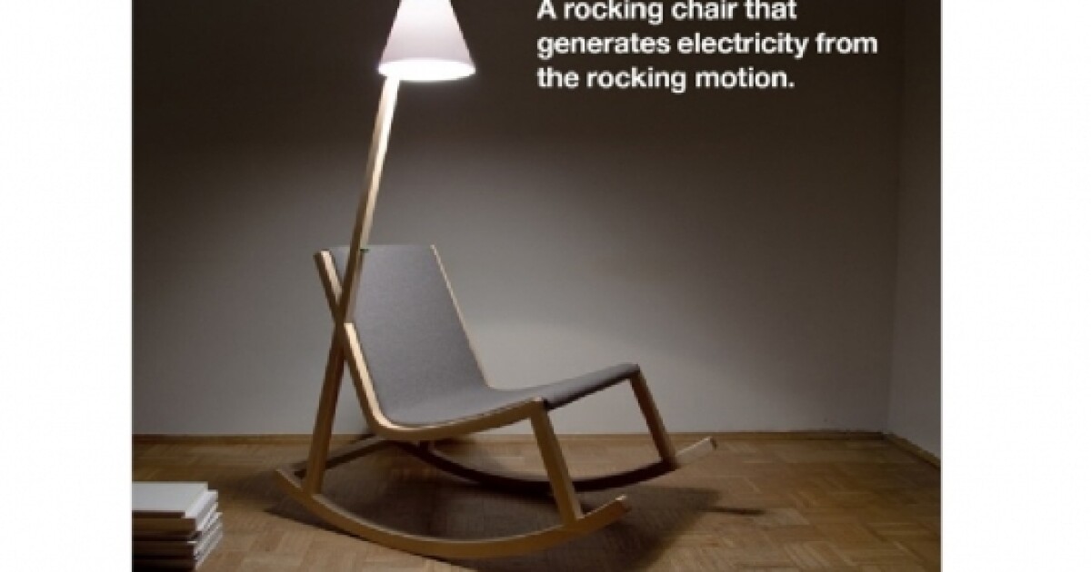 Energy generating Murakami rocking chair powers its own light source