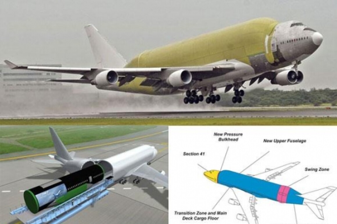 Boeing 747 swing-tail LCF first flight