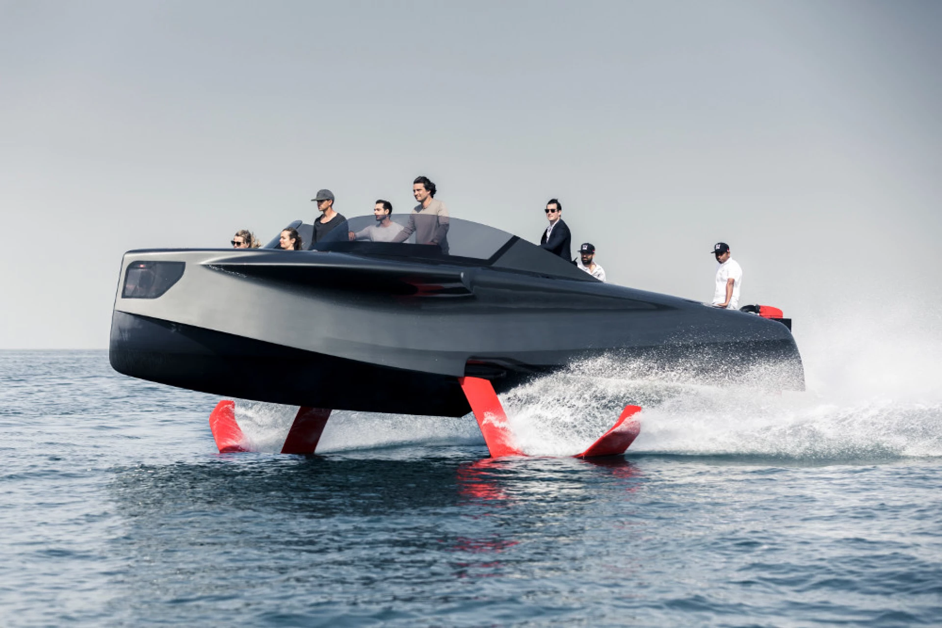 Foiler "flying yacht" is a sleek, hybrid-powered hydrofoil