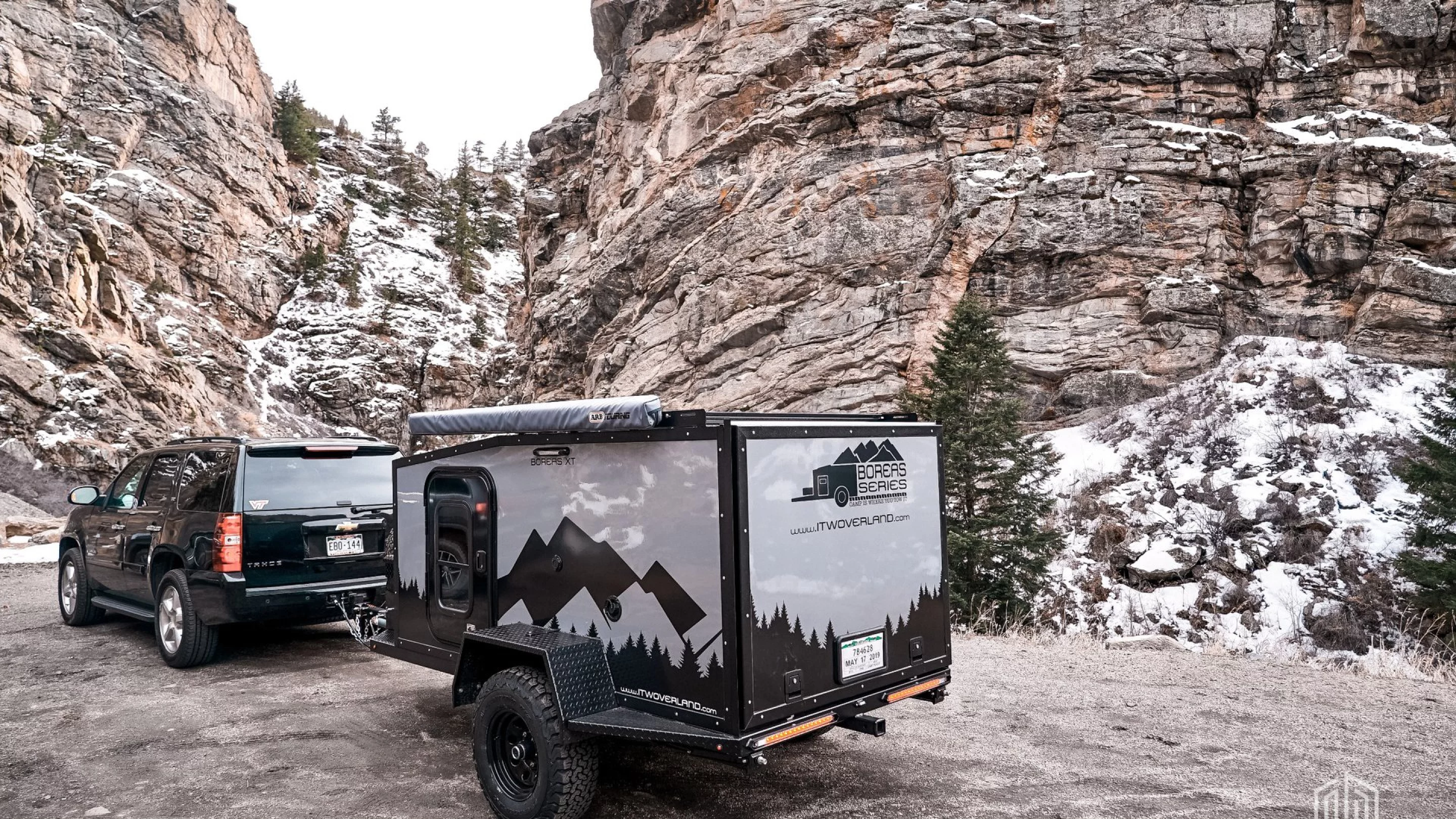 Boreas composite off-road camper trailer leaves the wood in the forest