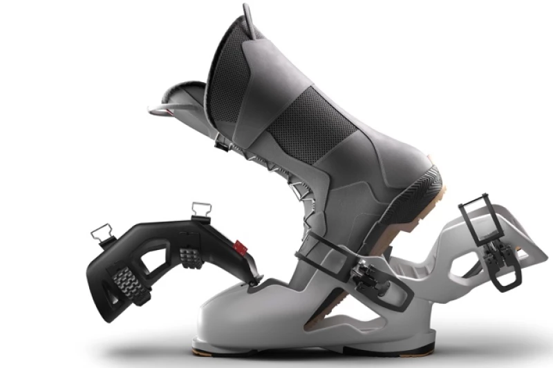 Two-part ski boots designed for easier walking