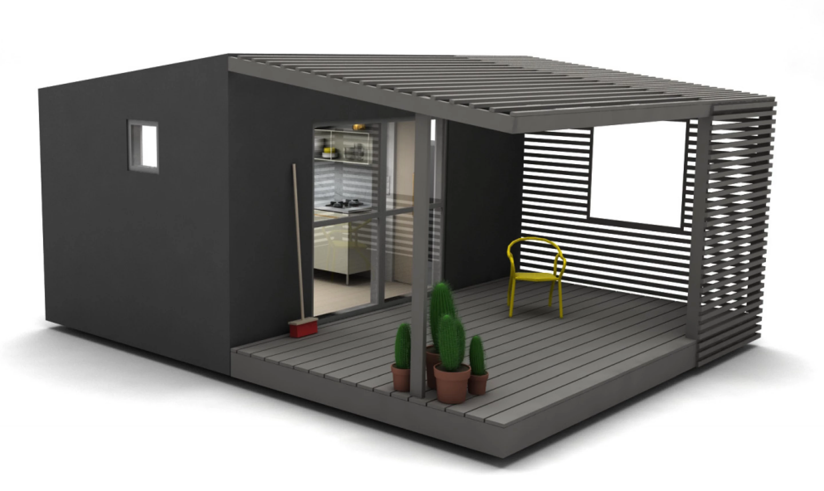 Flat-packed Mini House 2.0 has electricity and a fitted kitchen