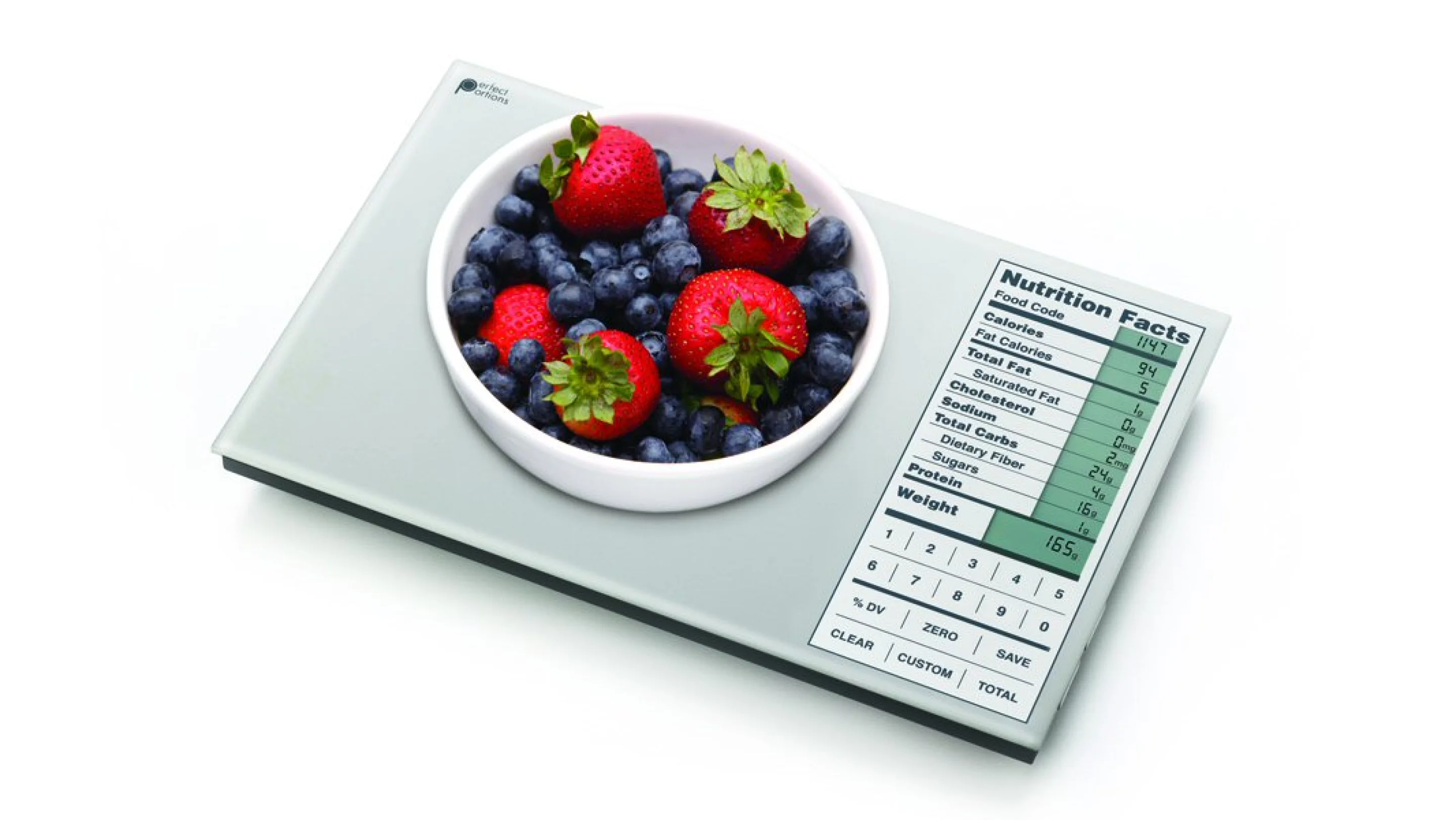 Perfect Portions food scale features built-in nutrition guide