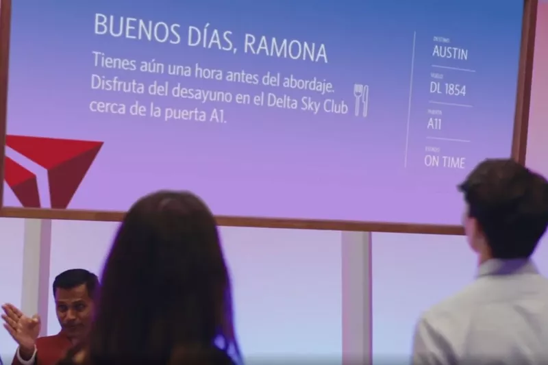 Same screen, different message: Delta trials Parallel Reality display