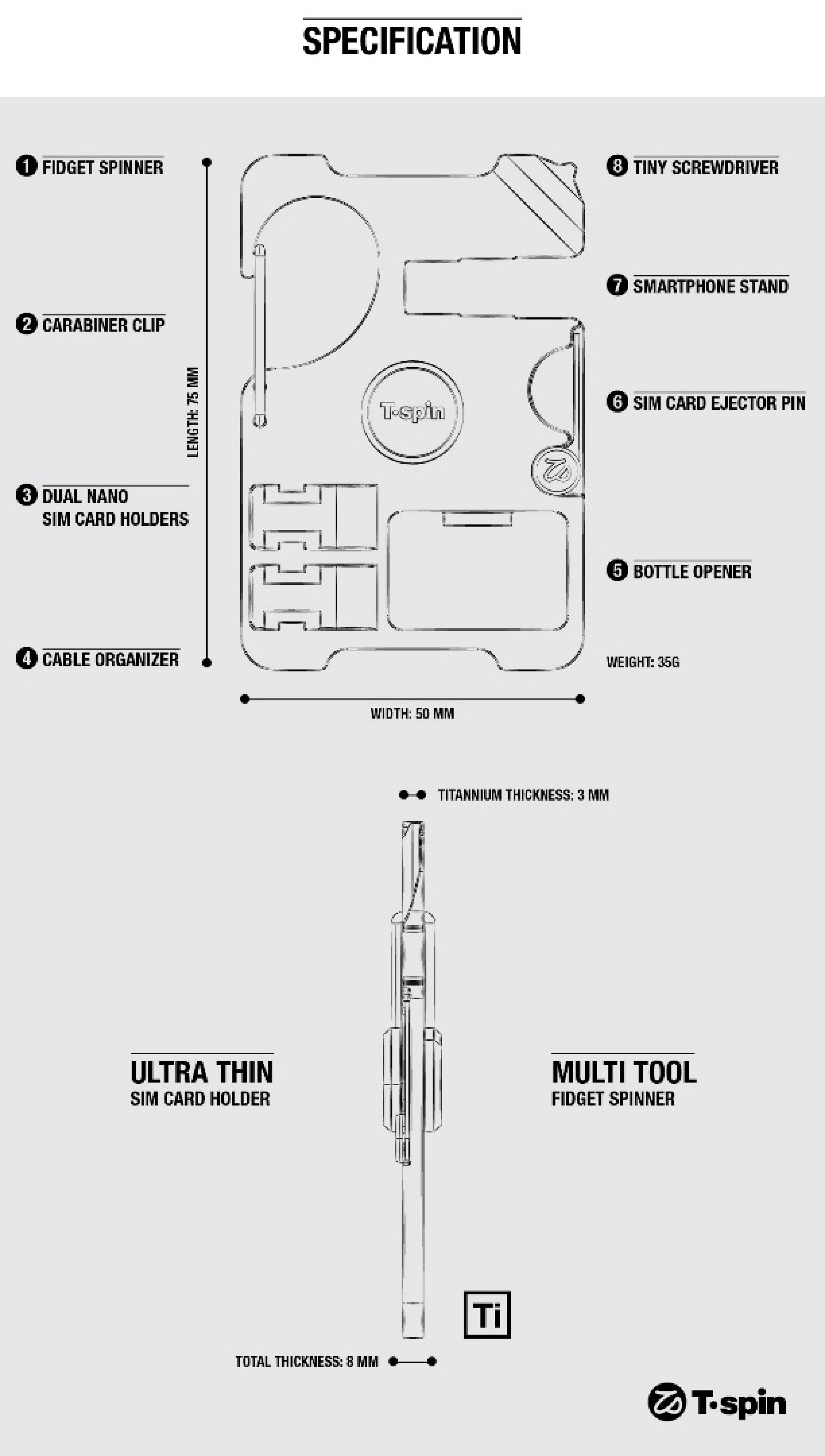 T'spin titanium multitool is tuned for everyday travel